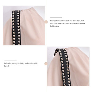 Artibetter Wide Leather Shoulder Bag Strap with siliver Studded Design Replacement Cross Body Handbag Purse Guitar Style Strap (Black)