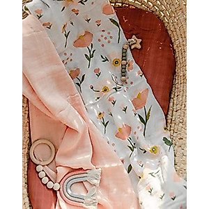 Little Jump 3 Pack Muslin Swaddle Blankets Solid Colors, Large 47 x 47 inches Muslin Blankets for Girls & Boys, Baby Receiving Swaddles, Newborn Gifts (Solid Floral)