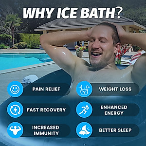 XXL Ice Bath Tub for Athletes, Compatible with Water Chillers, 216-Gallon Inflatable Cold Plunge Tub with Insulated Lid, Thermometer, Water-Absorbent Mat, Portable for Outdoor & Indoor Recovery