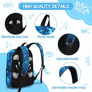 Qlonrewt Boys Girls Backpack for School, 17 Inch Aesthetic Laptop Backpacks for Travel Elementary College Middle High School, Large Capacity Bookbag School Bag Casual Daypack(Galaxy Blue)