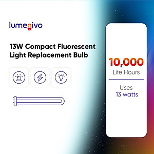 lumenivo 13 Watt CFL Replacement for Sunlite PL13/E/SP35K 2GX7 4-PIN Base Tube Compact Fluorescent Bulb - 3500K Neutral White - for Coleman Lantern, Indoor, and Outdoor Fixtures - 10 Pack