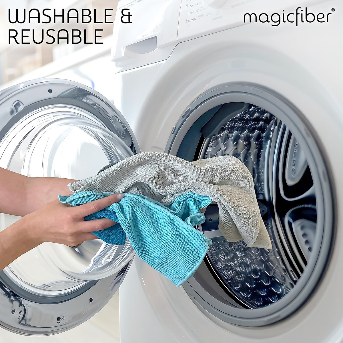 MagicFiber Microfiber Cleaning Cloth (12 Pack,13x13 in) - Thick, Soft, & Ultra Absorbent Reusable Microfiber Cleaning Rags, Micro Fiber Cloths for Dusting, Windows, Kitchenware, Cars and More!