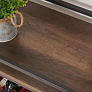 FATORRI Bar Carts for The Home with Wine Rack and Glasses Holder, Rustic Rolling Serving Cart on Wheels for Liquor and Alcohol, Wood and Metal Drink Cart and Beverage Cart (Walnut Brown)