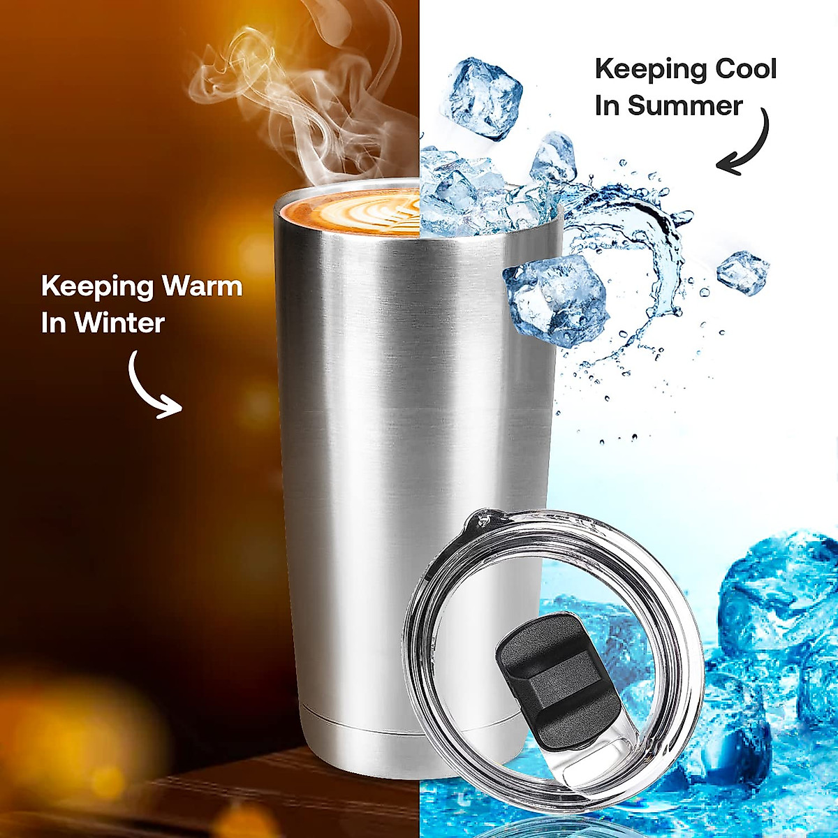 Magnetic Tumbler Lid - Fits Rambler, Ozark Trail, Old Style Rtic,Replacement Magnetic Slider, Magnetic Spill Proof Tumbler Cover (30oz, 1Pc Black)