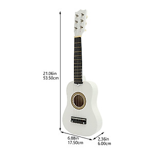 21 Inch Guitar Small Acoustic Guitar for Beginners 6- String Wooden Guitar White