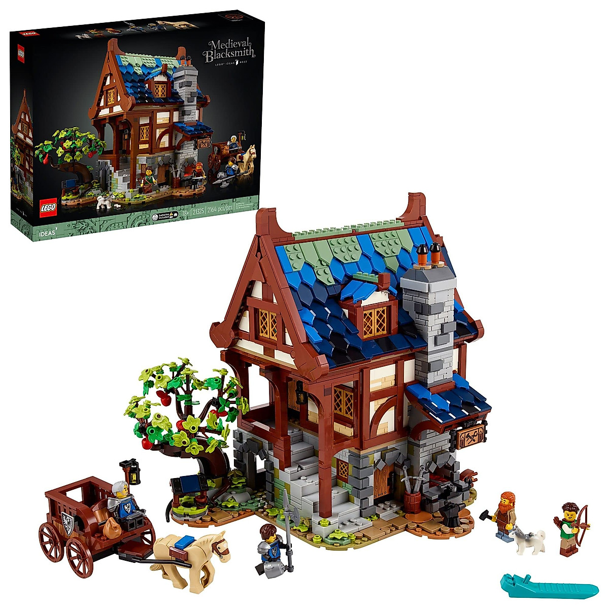 LEGO Ideas Medieval Blacksmith 21325 Building Set, Model Kit for Adults to Build, Collectible Display House with Workshop, Home Décor Gift Idea