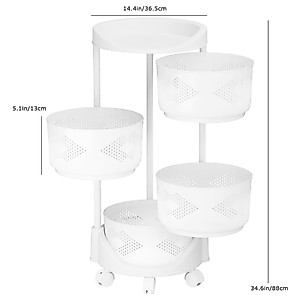 Ehozirta 3/4Tiers Rotating Trolley, Rotating Kitchen Storage Shelves, Kitchen Trolley, vianderos para cocina modernos,Kitchen Vegetable Storage Organizer, Fruit Basket Floor Stand Shelf Fruit Tower T
