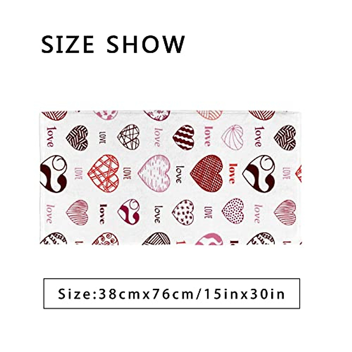 My Little Nest Hand Towels for Bathroom Happy Valentine's Day Heart Sketch Absorbent Small Bath Towel Soft Kitchen Towels Fingertip Towel for Guest and Bar 30 x 15 inch