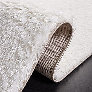 Safavieh Tahoe Shag Collection 9' x 12' White THO670A Solid Non-Shedding 1.2-inch Thick Area Rug