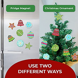 DIY Magnet & Diamond Art Christmas Ornaments for Kids Set - Makes 8pcs - Christmas Crafts for Kids - Diamond Art Kits for Kids - Kids Diamond Art Kits - Christmas Ornament Kits -Ornament Kit