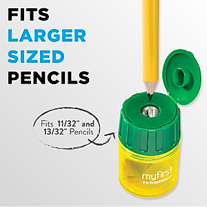 Ticonderoga My First Large Barrel Pencil Sharpener, Yellow and Green, 1 Count