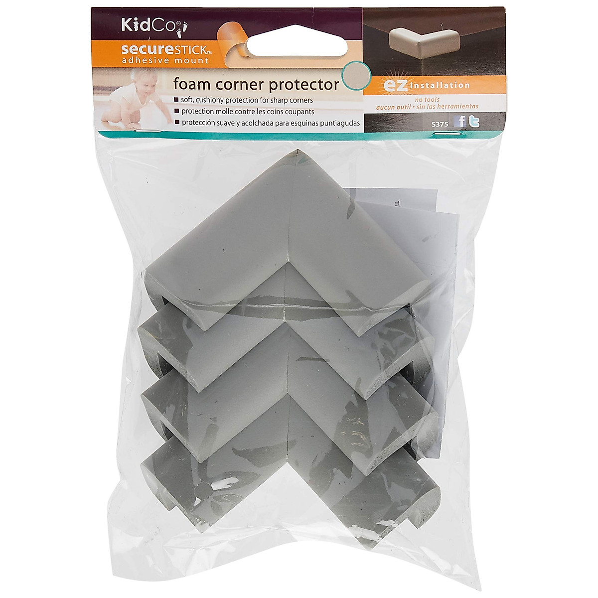 Kidco Foam Corner Protectors (4 Pack) (Grey)