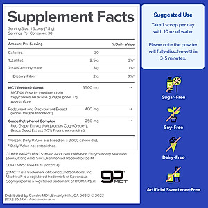 Gundry MD MCT Wellness Powder to Support Energy, Ketone Production and Brain Health, Keto Friendly, Sugar Free (30 Servings) (Watermelon Lemonade)