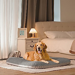 Magic Dog Super Soft Large Dog Bed, 39 Inches Big Dog Beds Orthopedic Foam Pet Beds with Anti Slip Bottom, Dog Sleeping Mattress with Removable and Washable Cover, Light Grey