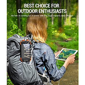 2 Pack 𝙐𝙥𝙜𝙧𝙖𝙙𝙚 Solar Powered Cell Phone Charger with Super-Strong Magnets 10,000mAh Waterproof Bakcup Battery for Camping (Green+Orange)