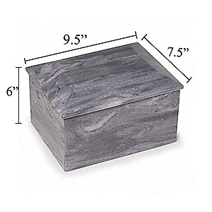 Deering Moments Carerra Grey Marble Custom Engraved Cremation Memorial Urn for Human Ashes Adult Size - Large