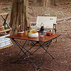 MASNLYE Camping Table Portable Foldable Wood Grain Table for Outdoor Picnic Barbecue Tours Ultralight Folding Table Dining Desk for Fish