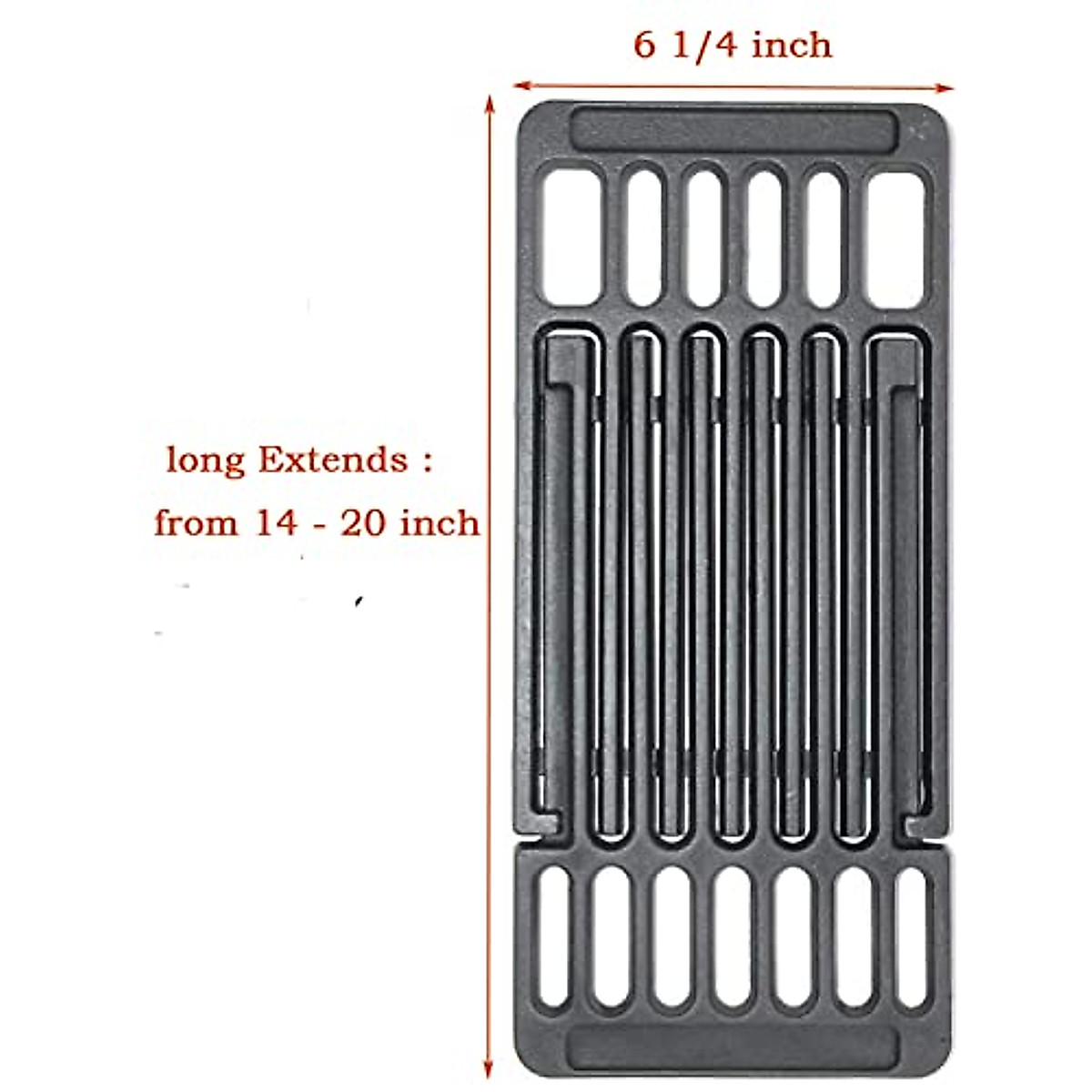 Dongftai PCBZ0A (3-Pack) 6 1/4 inch wide Adjustable Cast Iron Cooking Grate Replacement for BBQ Grills Gas Eletric Grills, Universal Cooking Grids Extend from 14" up to 20" L