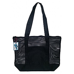 Mesh Beach Tote Bag Black - Good for the Beach - 18 in X 18 in X 5.5 In
