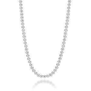 Miabella Italian 925 Sterling Silver Handmade 3mm Bead Ball Strand Chain Necklace for Women, Made in Italy (Length 16 Inch (X-Small))