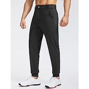 Soothfeel Men's Golf Joggers Pants with 5 Pockets Slim Fit Stretch Sweatpants Running Travel Dress Work Pants for Men(Black, S