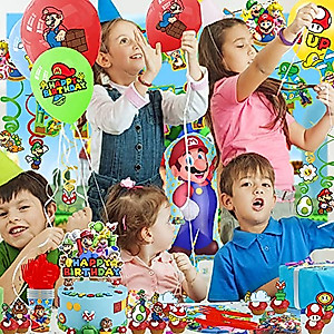 Game themed birthday party decorations for boys and girls with Plant Balloon,Tableware,Paper Cup,Tablecloth, Backdrop Super Movie Theme Party