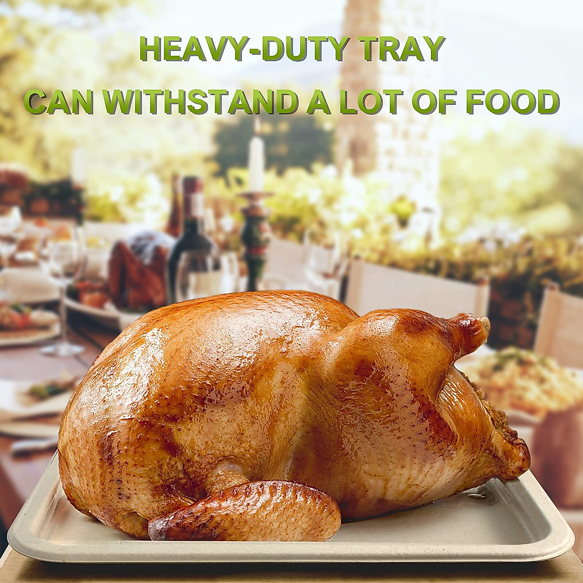 BangShou 14 Inch Disposable Food Trays, 10 Pack 100% Biodegradable, Heavy-Duty Food Crawfish Trays, Compostable Plates Extra Large Paper Plates For Crawfish, BBQ, Party, Serving Platter