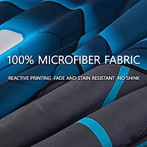 Keyroal 6Pcs Game Console Comforter Set with Sheets for Boys Girls Kids Teens, Geometric Gaming Themed Bed in A Bag Full Size, Blue 3D Video Gamer Controller Bedroom Decor Bedding Set