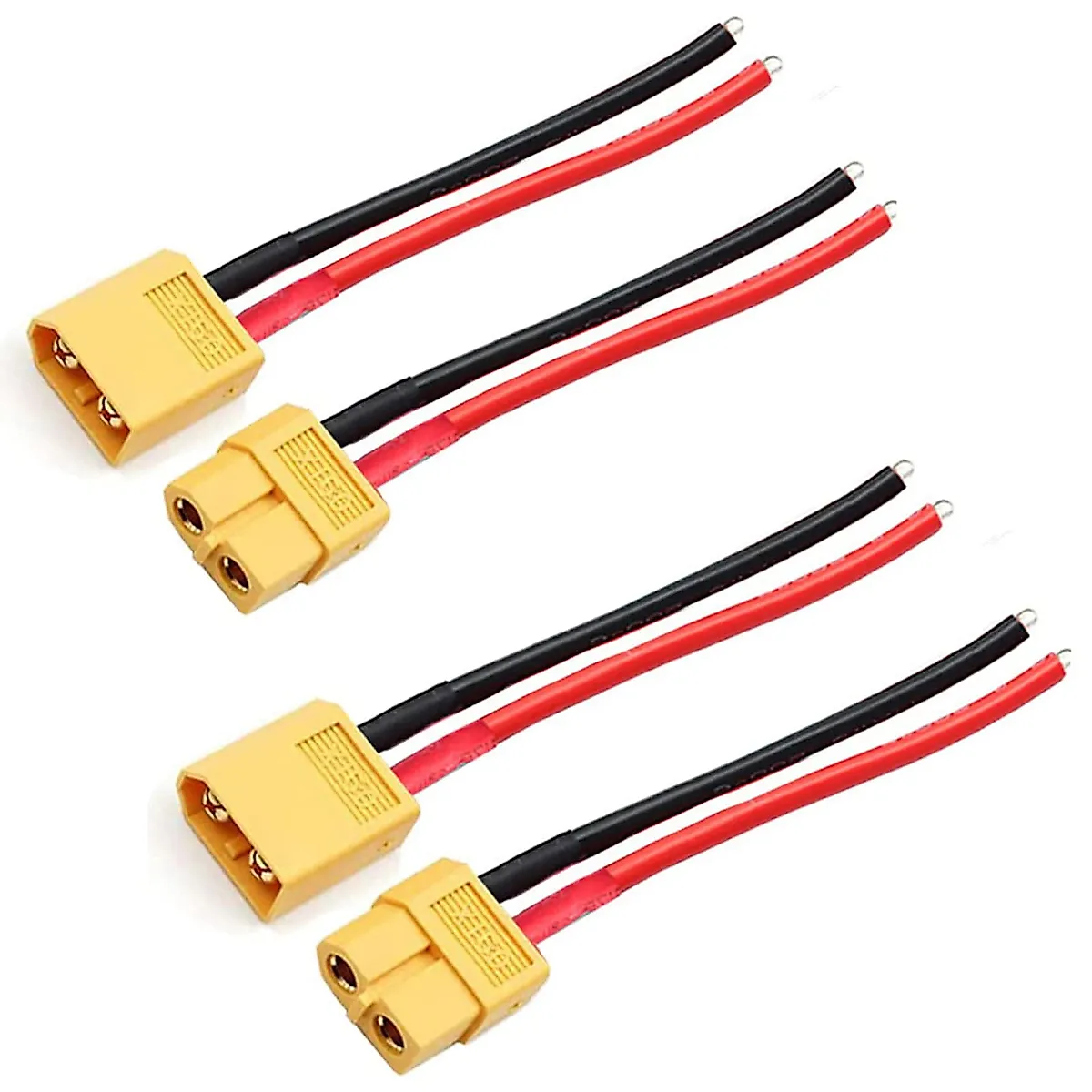 2Pairs XT60 Plug Female and Male Connector, 14AWG Silicone Wire with Rubber Insulation Protective Cap for RC Drone Car Lipo Battery Charger