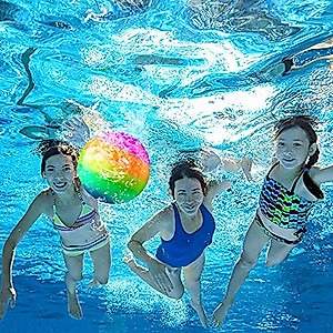 Hiboom Swimming Pool Balls Underwater | Pool Diving Toys Ball with Water Filling Adapter | Cool Exercise Toys That Can Bounce Under Water, Swimming Gifts for Kids, Adults, Family (Rainbow Style)