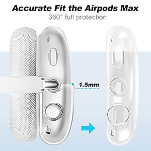 Foweroty Case Cover for AirPods Max, Soft TPU Clear Anti-Scratch Protective Cover for AirPod Max, Transparent Accessories Skin Protector for Airpods Max Headphones (Clear)