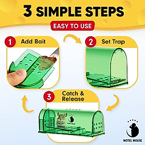 Humane Mouse Traps Indoor for Home Mice Traps for House Indoor No Kill Live Catch Mouse Trap Smart Traps That Work Animal Rodent Catch and Release Double Mousetraps Easy Set Reusable Hotel - 2 Pack