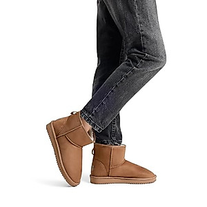 DREAM PAIRS Women's Black Brown Tan Grey Winter Snow Boots Classic Faux Fur Lined Slip On Ankle Boots,Size 10,Camel,DSB214-1