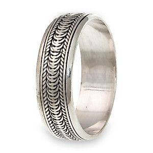 NOVICA Artisan Handmade Sterling Silver Meditation Spinner Ring Band No Stone Indonesia [band Width 7 mm W] ' Infinity Path'