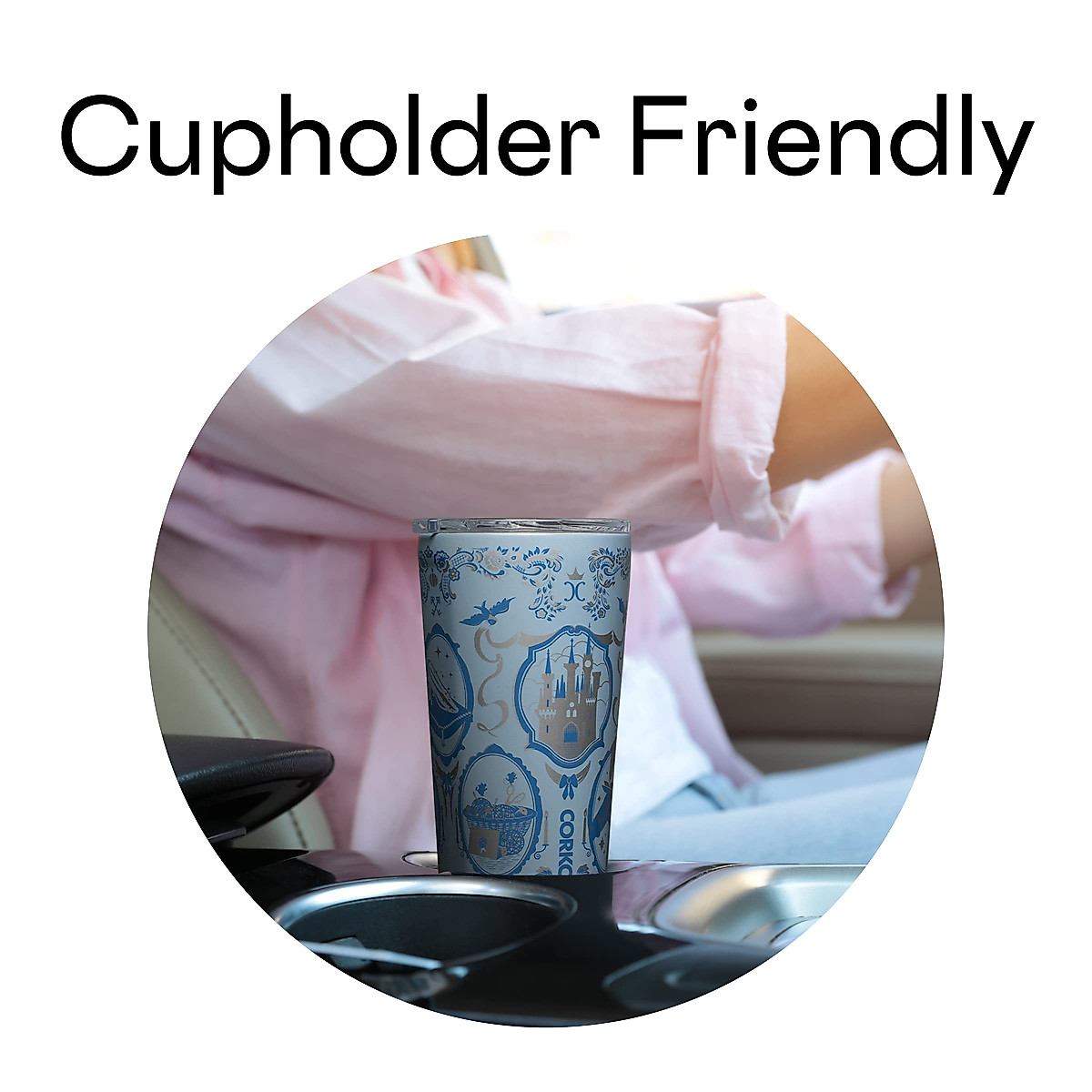 Corkcicle Disney Princess Cinderella Stainless Steel Travel Tumbler, Insulated Water Bottle with Lid, Spill Proof for Wine, Coffee, Tea, and Hot Cocoa,16 oz