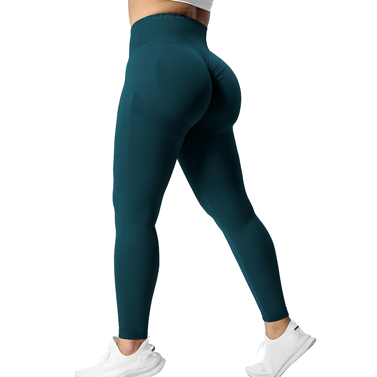YEOREO Scrunch Butt Lift Leggings for Women Workout Yoga Pants Ruched Booty High Waist Seamless Leggings Compression Tights Teal M