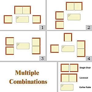 Tangkula 4 PCS Patio Outdoor Conversation Set with Glass Coffee Table, Loveseat & 2 Cushioned Chairs, Garden Lawn Rattan Wicker Patio Chat Set, Outdoor Furniture Set (Brown)