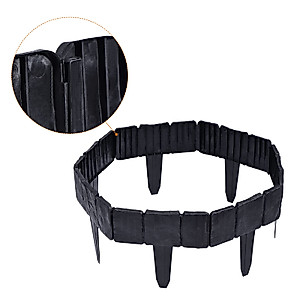MECCANIXITY Garden Fence Stone Effect 9.8x9.1 Inch, Plastic Decorative Fencing Path Garden Border Edging for Patio Landscape Pathway, Overall 196 Inch Length, Black Pack of 20