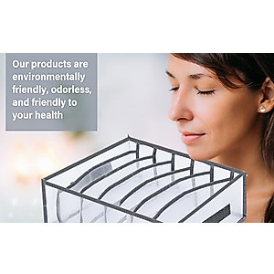 Hodeuineer Wardrobe Clothes Organizer for Bra,6 Grid Foldable Drawer Organizers For Clothing,Oversized Space Underwear Organizer(2Pack,Grey)