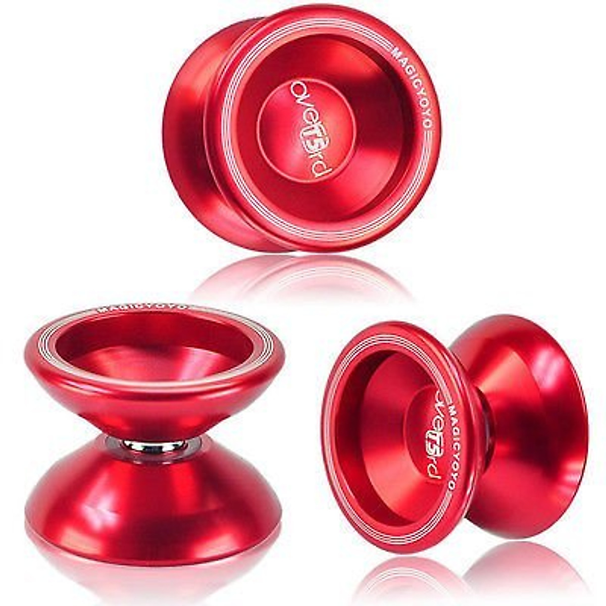 Magicyoyo Metal T5 Overlord Professional Unresponsive Yoyo, Alloy Yoyo with 5 YoYo Strings, YoYo Bag, Glove (Red)