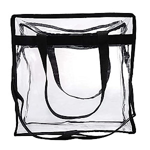 Zeelina Clear Purse Bag Tote Large Transparent PVC Crossbody Handbag Black Stadium Approved Messenger Shoulder Bags for Security Travel Waterproof Sports Fan Tote Bags for Women