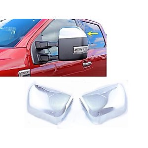 eLoveQ CHROME TOP HALF MIRROR COVERS FOR 2017-2019 FORD F-250/ F-350 Super Duty, Tow Mirror Cover