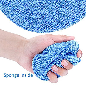 Wax Applicator Pads,Augshy 15 Pcs 4.72" Microfiber Applicator Pads Polishing Pad Buffing Pads (Blue)