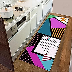 OPLJ Kitchen mat Bedroom Door Door mat 3D Geometric Pattern Home Floor Decoration Living Room Bathroom Non-Slip Carpet A7 60x180cm