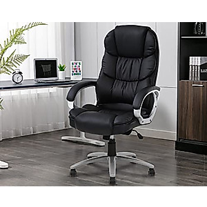 Big and Tall Office Chair High Back Executive Office Chair Comfortable Thickening Padded Cushion Leather Chair All Day Comfort Wide Seat Ergonomic Computer Desk Chair with Armrest