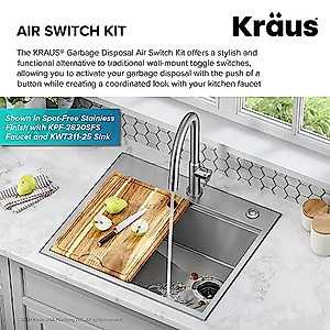 KRAUS Garbage Disposal Air Switch Kit in Matte Black with Push Button, AC Adapter, Power Cord, and Air Tube Included, KWDA-100MB
