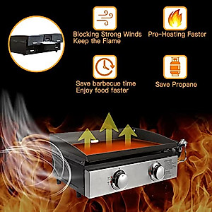 ClimbFun Wind Guard for Blackstone 22 Inch Griddle Wind Screen Blackstone Griddle Accessories Grill Wind Blocker Flat Top Gas Grill Compatible with Rear Grease Cup Hood Lid Side Shelf