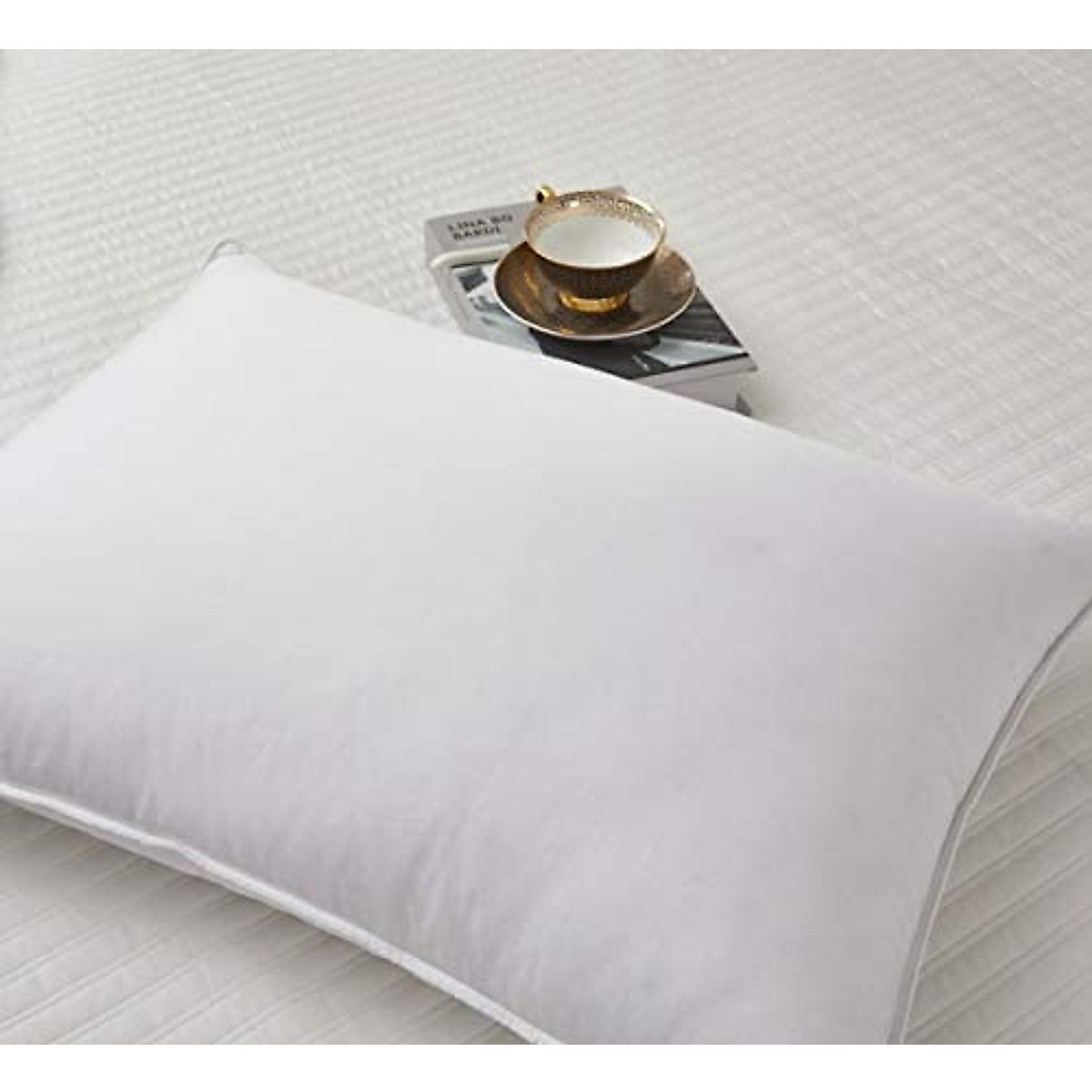 Serta 233 Thread Count White Feather Goose Down Pillow 100% Cotton King Size 2 Pack Pillow for Back Sleeper
