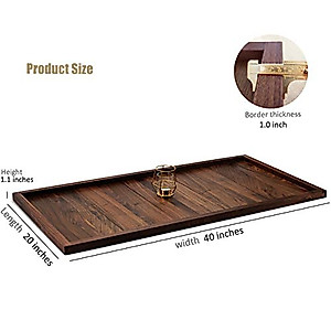 MAGIGO 40 x 20 Inches Extra Large Extra Long Rectangle Black Walnut Wood Ottoman Tray, Serve Tea, Coffee Classic Wooden Decorative Walnut Serving Tray