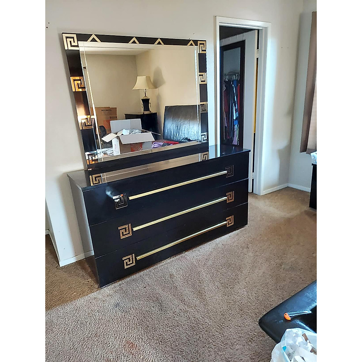 ROSEROSA Peel and Stick PVC Self-Adhesive Wallpaper Border Board Trim Moulding Sticker Hair Line (MG237B : 3.93 Inch X 16.40 Feet) Gold